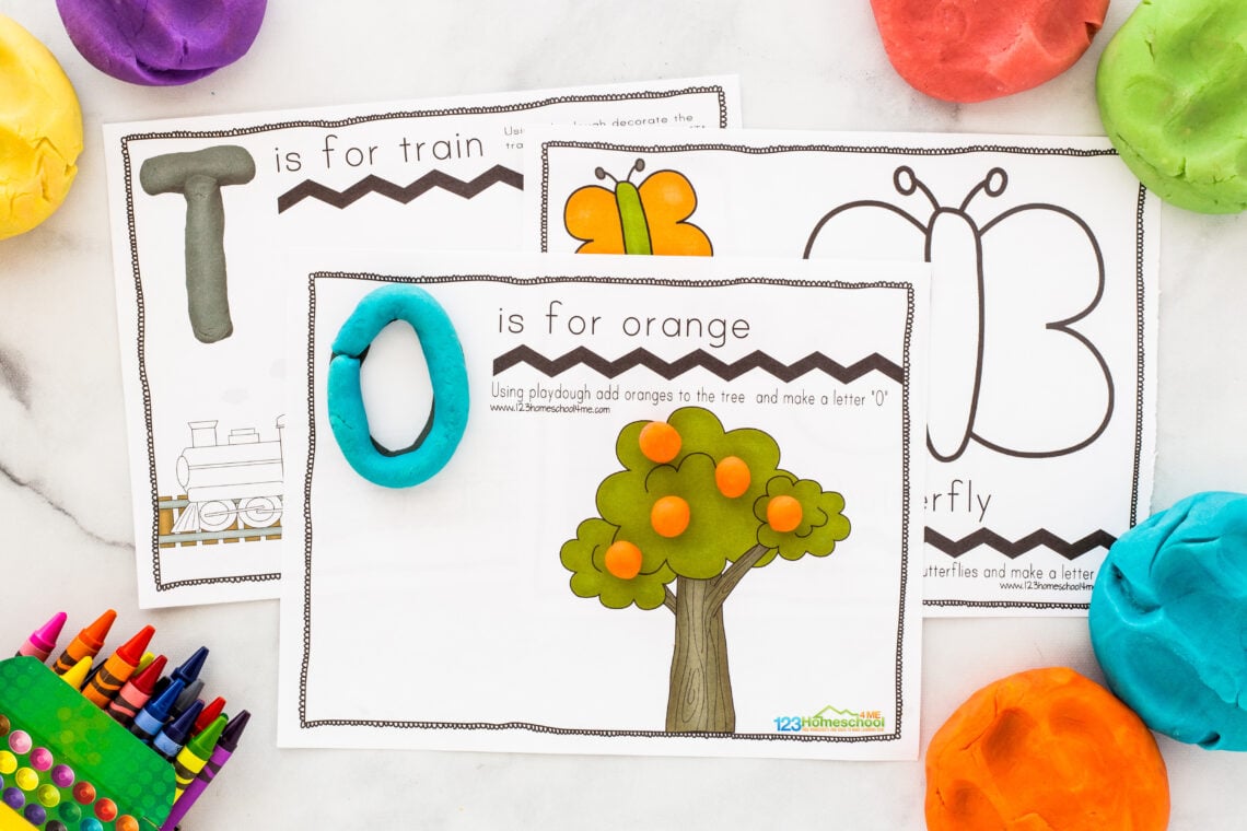 Free Printable A to Z Letter Playdough Mats