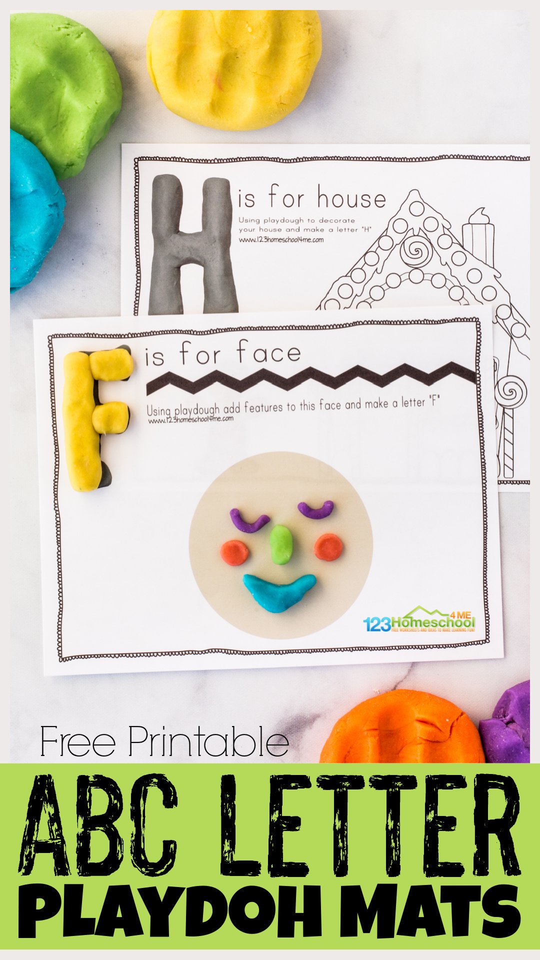 Free Printable A to Z Letter Playdough Mats