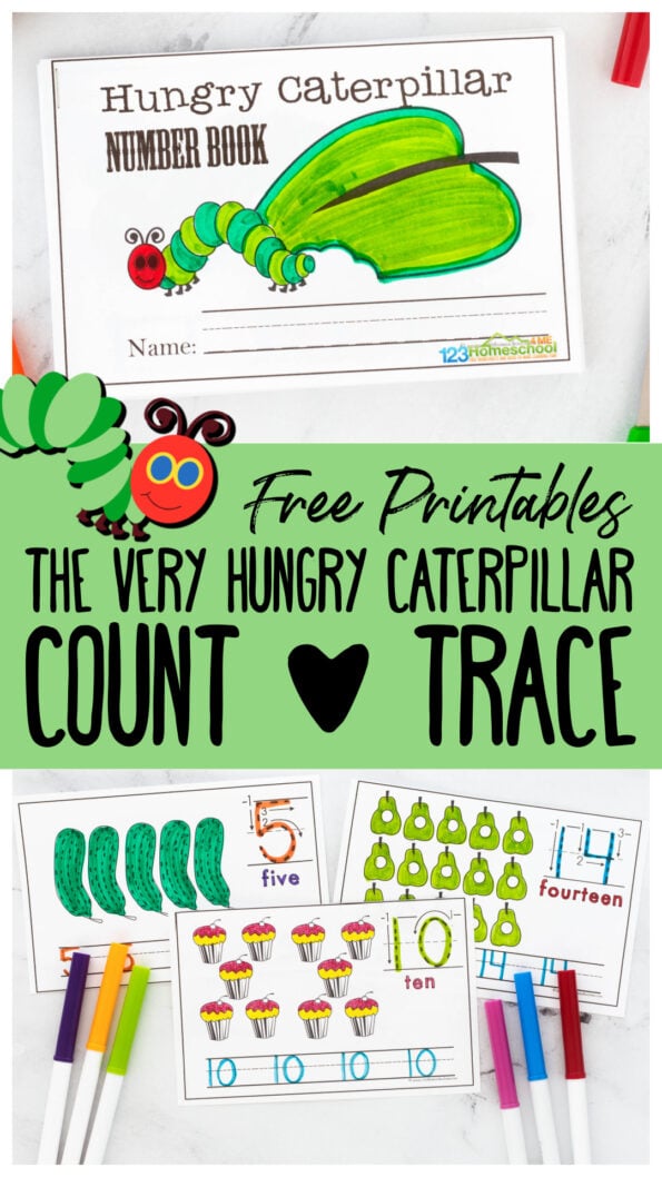 🐛 The Very Hungry Caterpillar Number Tracing Printable Worksheets
