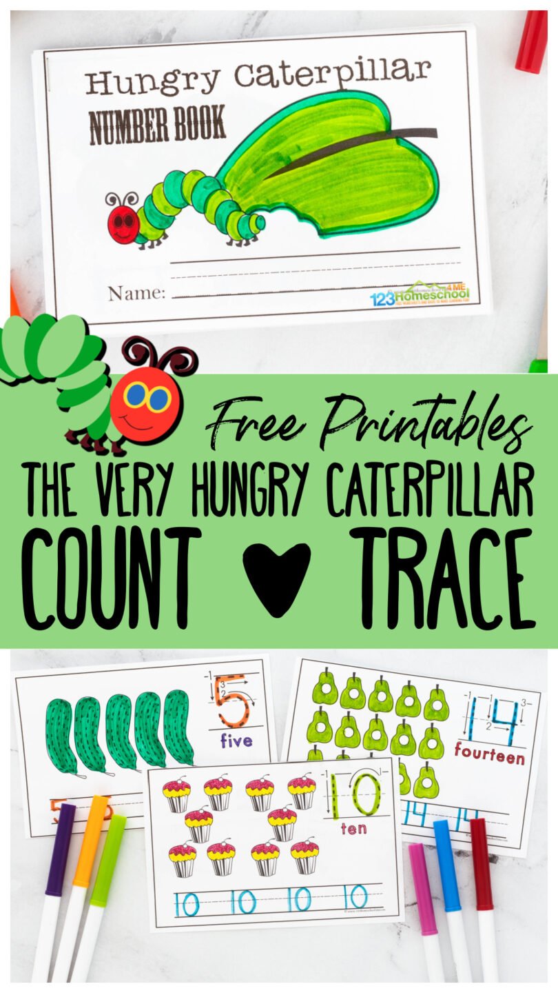🐛 The Very Hungry Caterpillar Number Tracing Printable Worksheets