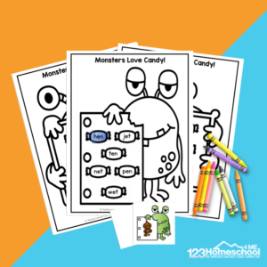 Free Monster Match CVC Words Activity For Kindergarten