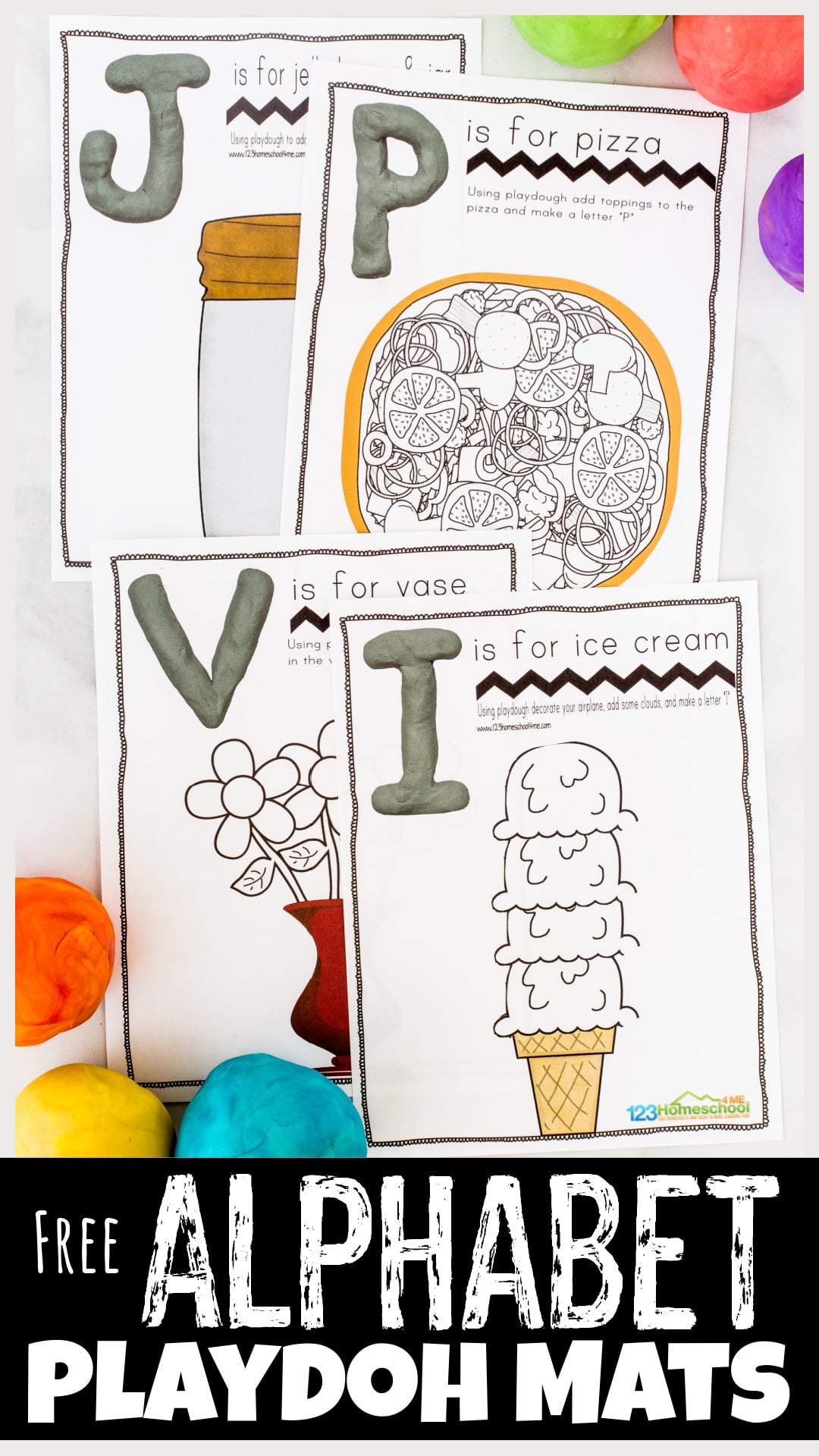 Free Printable A to Z Letter Playdough Mats
