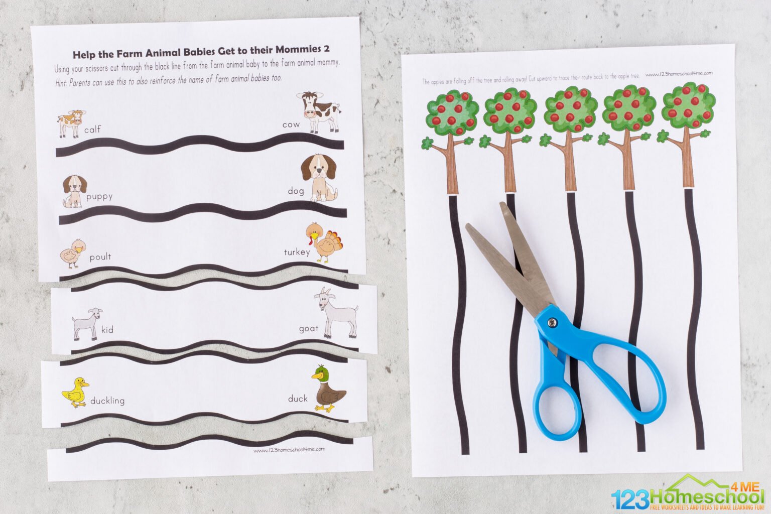 FREE Printable Farm Cutting Practice Worksheets