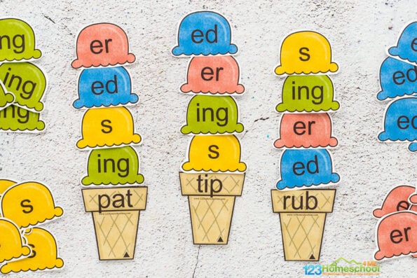 🍦 FREE FREE Printable Ice Cream Word Endings Activity and Worksheet