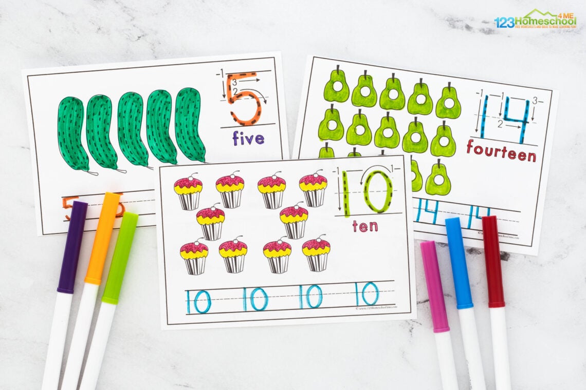 🐛 The Very Hungry Caterpillar Number Tracing Printable Worksheets