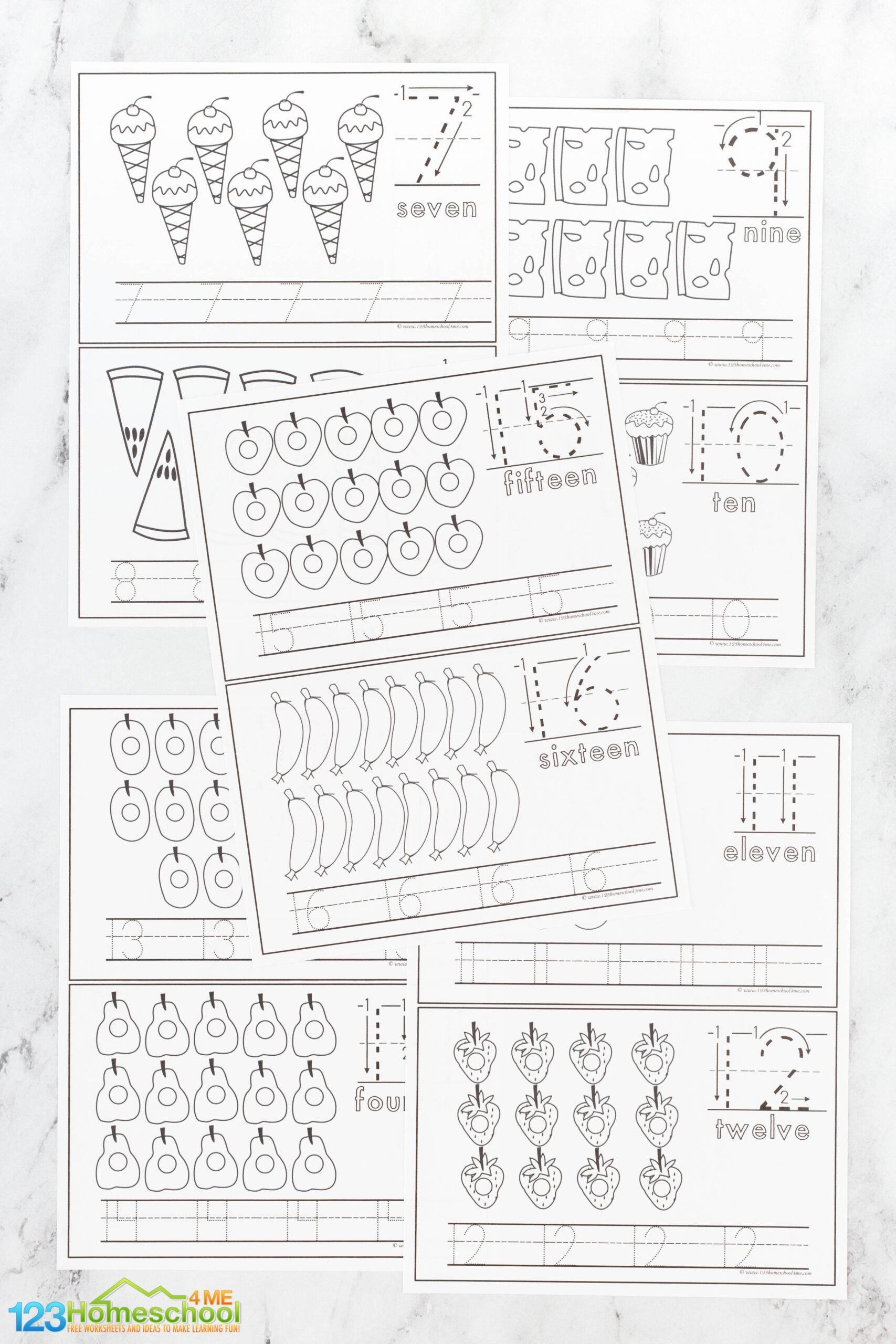 🐛 The Very Hungry Caterpillar Number Tracing Printable Worksheets