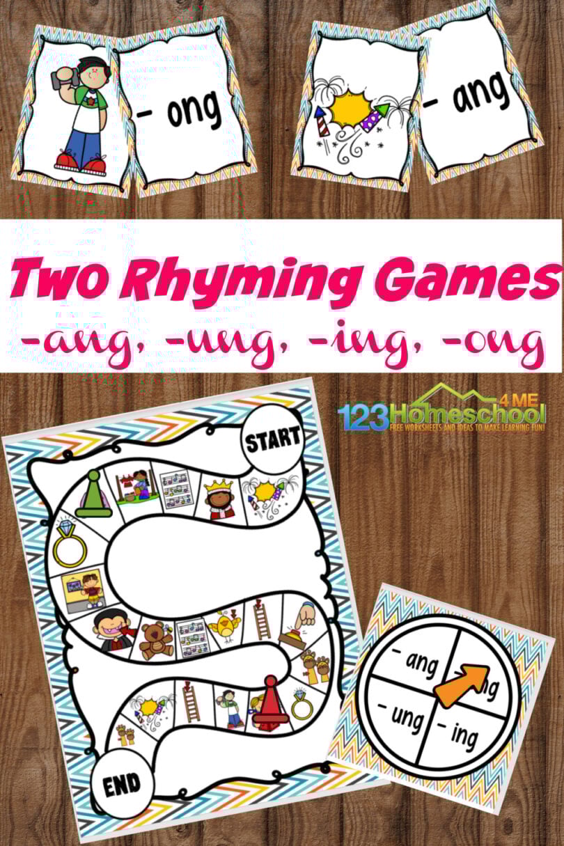FREE Printable ng Sound Words Rhyming Game (Free Printable)