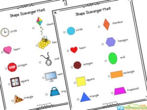 🟩🔺🔵💛 Free Printable Shape Scavenger Hunt for Kids