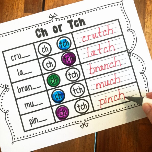 FREE Spelling ch and tch Worksheets pdf for 1st Graders