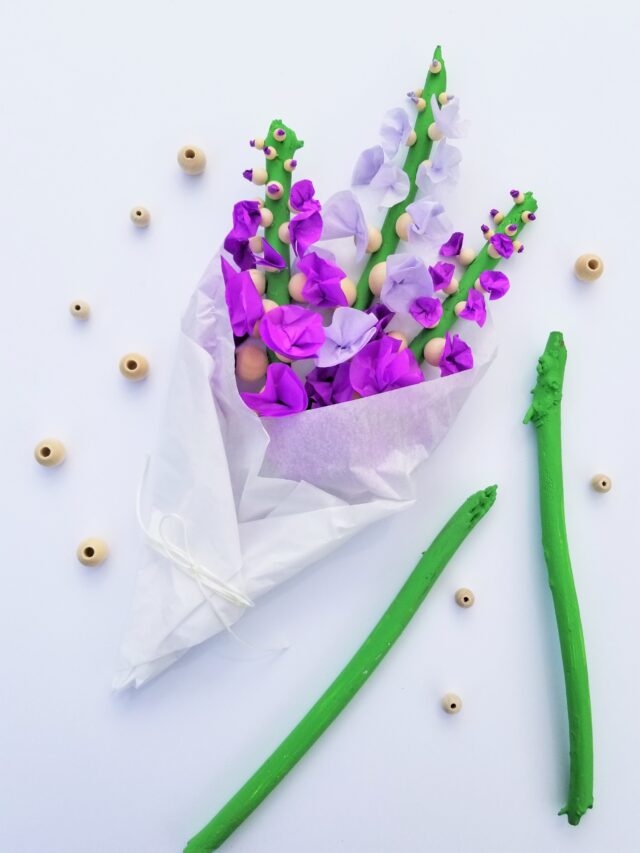 Purple Hollyhock Tissue Paper Flowers Craft for kids