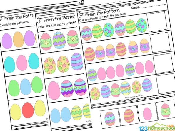 🐰 FREE Easter Patterns Math Worksheets for Kindergarten