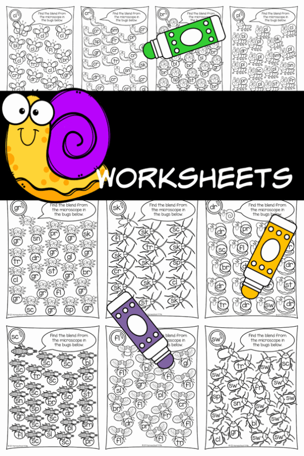 FRE Snowball Word Blends - Winter Worksheets for Kindergarten and Grade 1