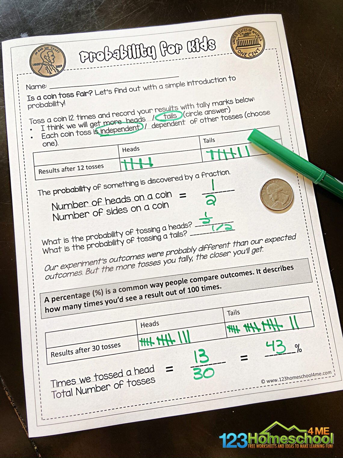 4 Hands-on Probability Games with FREE Printable Worksheets