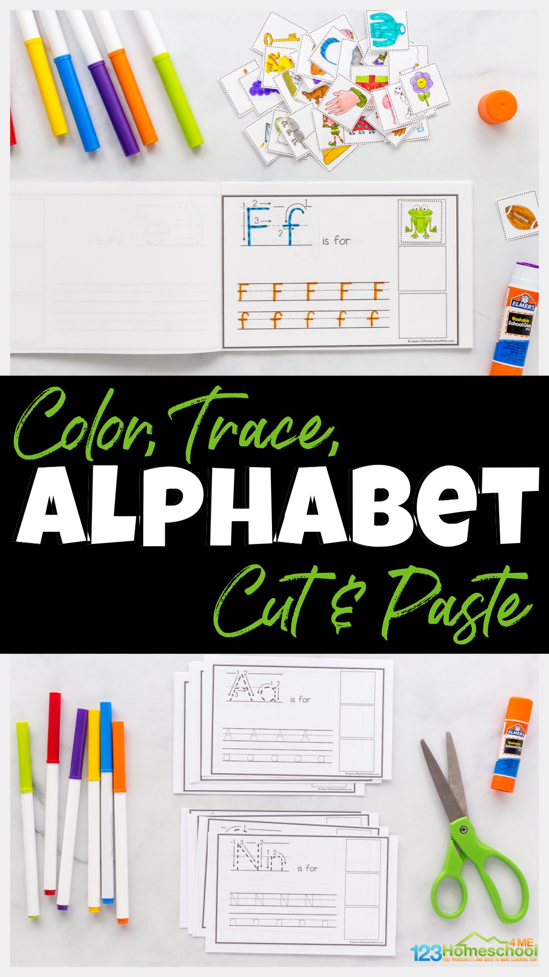 ️ FREE Printable Alphabet Cut-and-Paste Letter Tracing Worksheets