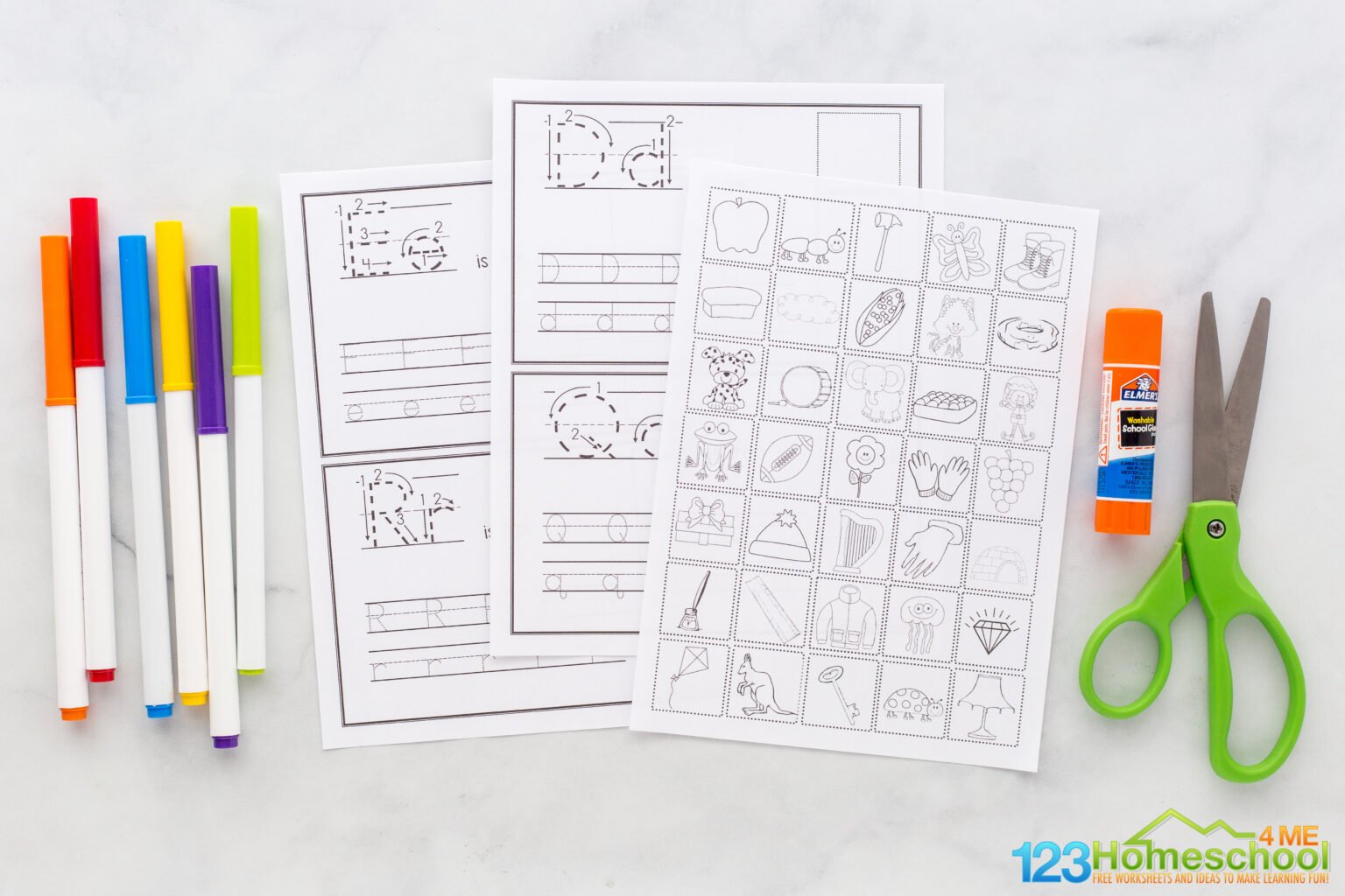 ️ FREE Printable Alphabet Cut-and-Paste Letter Tracing Worksheets