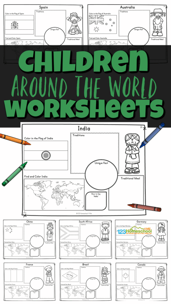 FREE Printable Cut-and-Paste Country Worksheets