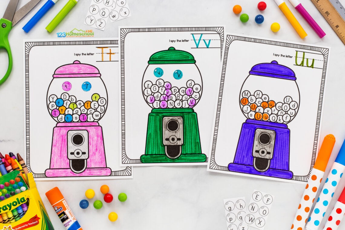 🖍️ I Spy Gumball Letters - FREE Printable Alphabet Worksheets pdf