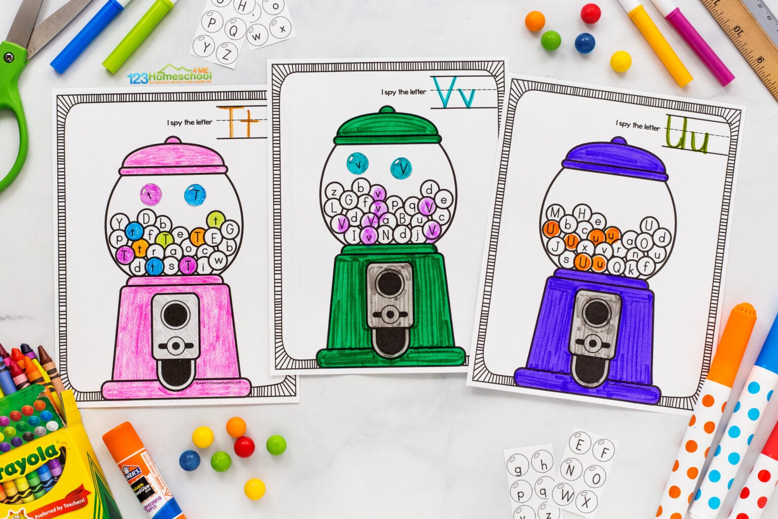 🖍️ I Spy Gumball Letters - FREE Printable Alphabet Worksheets pdf