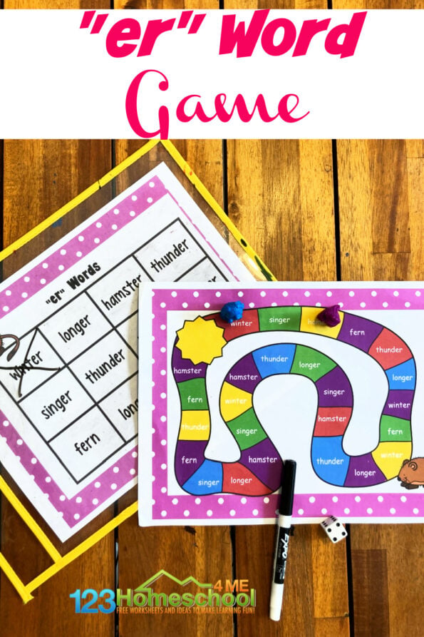 FREE Printable 5-in-a-Row EW Sound Words Phonics Game