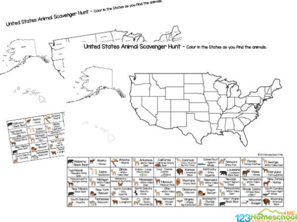 🐻 Free USA State Animal Scavenger Hunt Printables