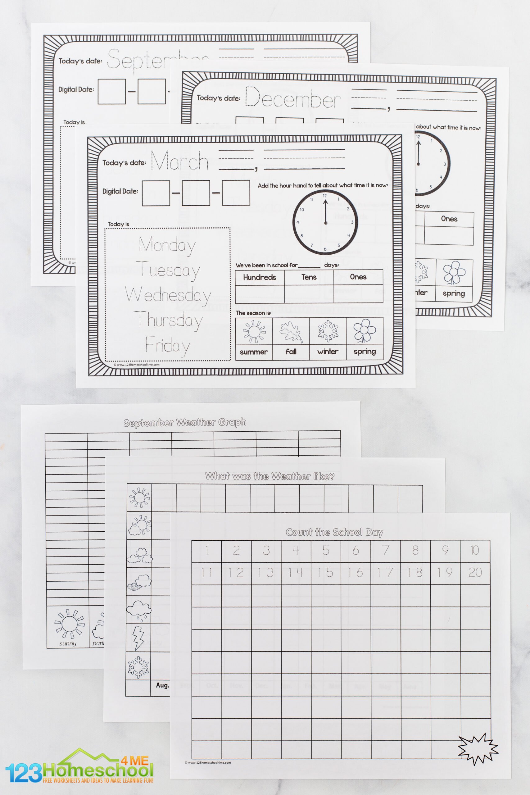 FREE Kindergarten Daily Calendar Printable Worksheets