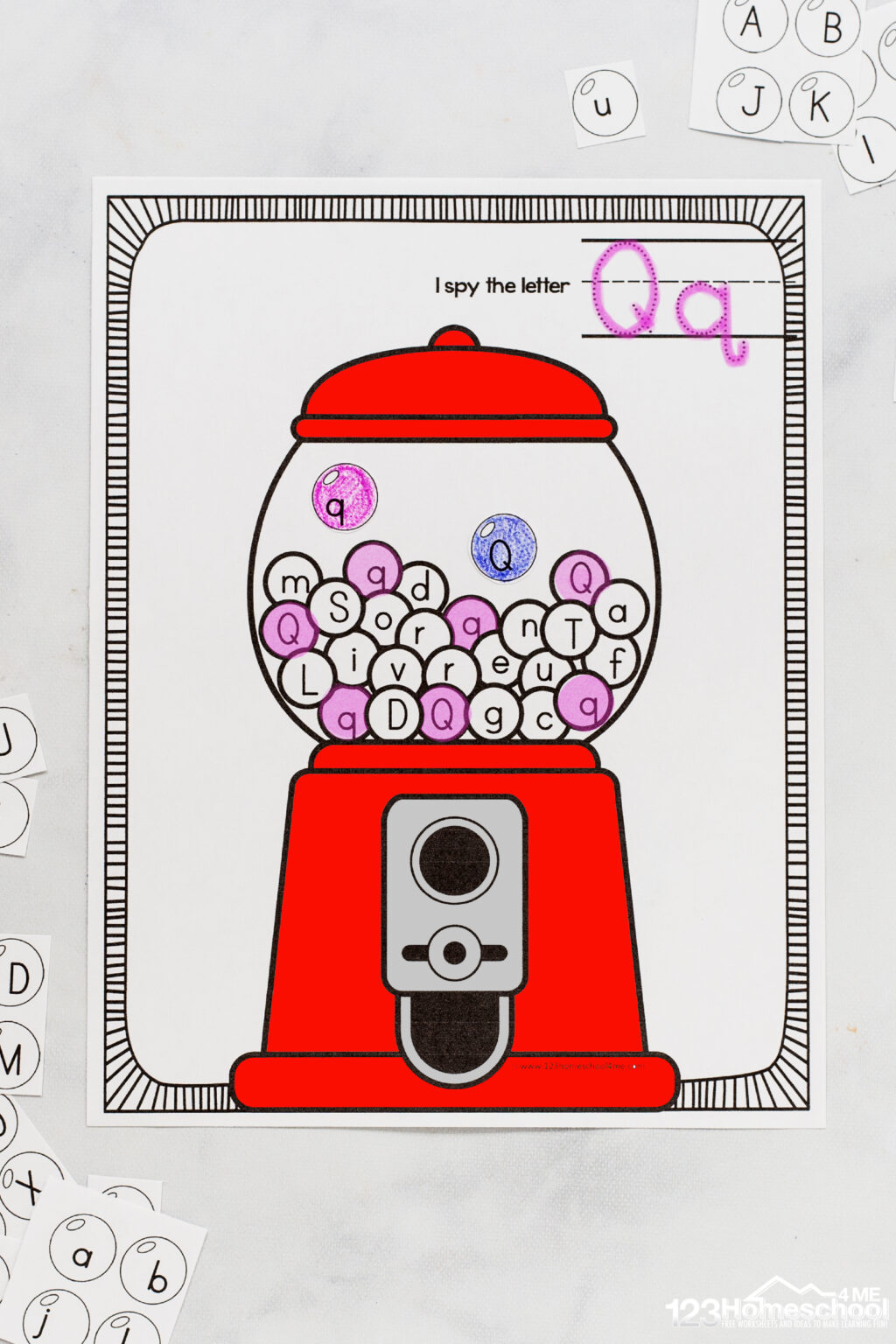 🖍️ I Spy Gumball Letters - FREE Printable Alphabet Worksheets pdf