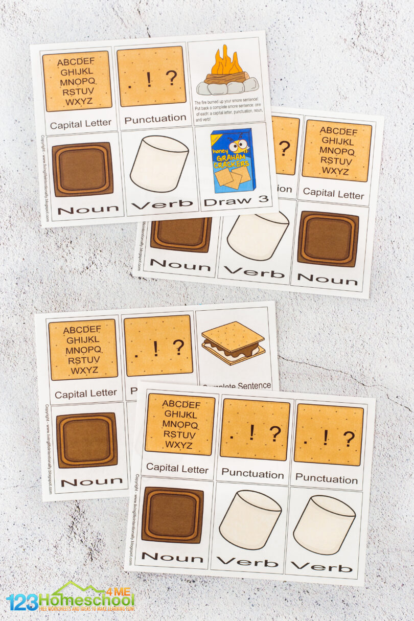 FREE Printable Smores Complete Sentences Game