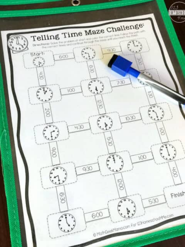 FREE Maze Challenge Telling Time Games Printable Story - 123 Homeschool ...