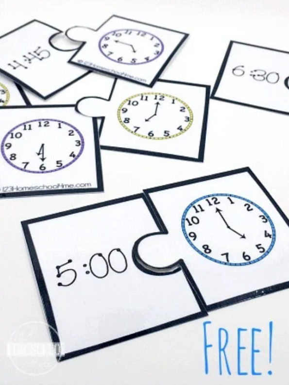 FREE Printable Telling Time Watermelon Puzzle Math Activities
