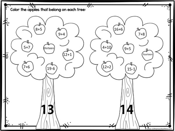 🍎 FREE Kindergarten Apple Math Worksheets for September