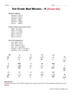 FREE Printable 3rd Grade Math Minutes Worksheets pdf