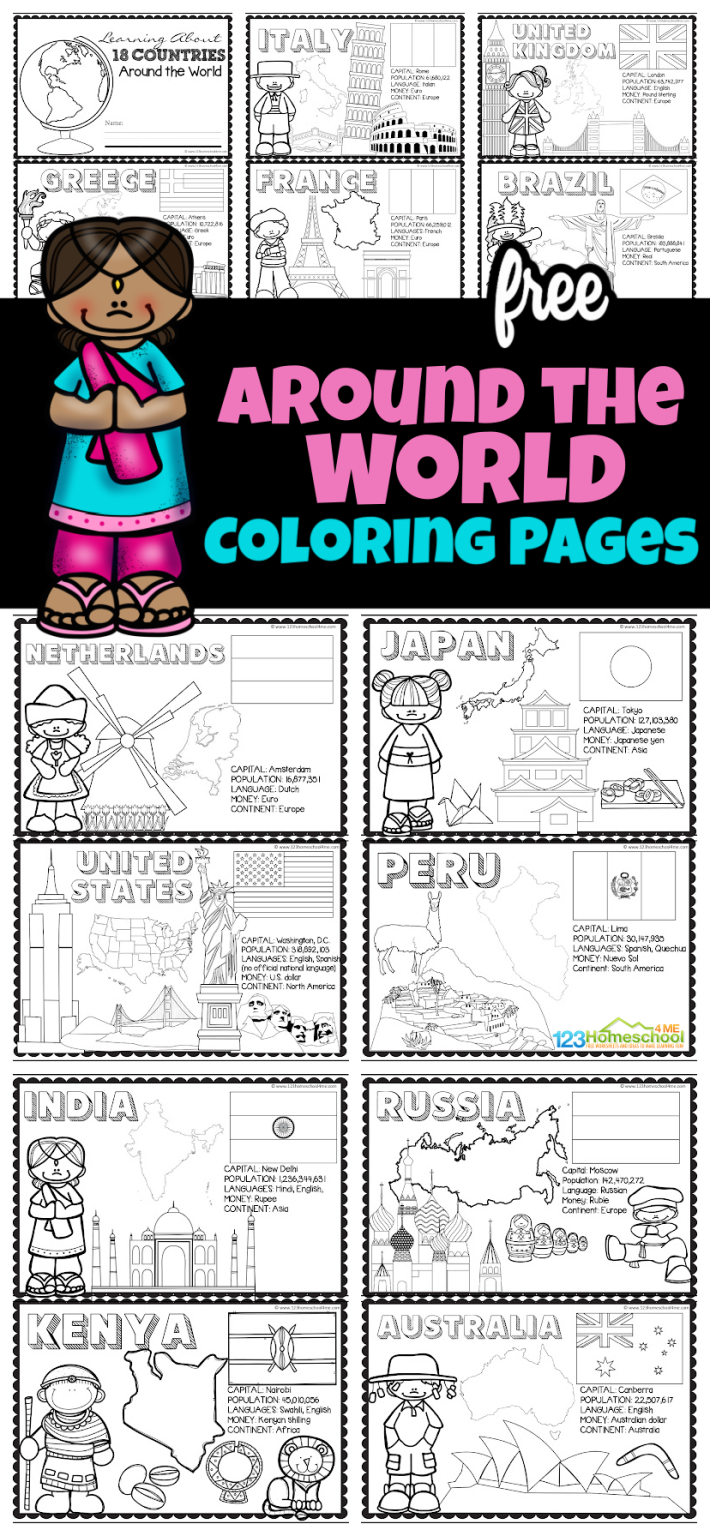 FREE Printable Cut-and-Paste Country Worksheets