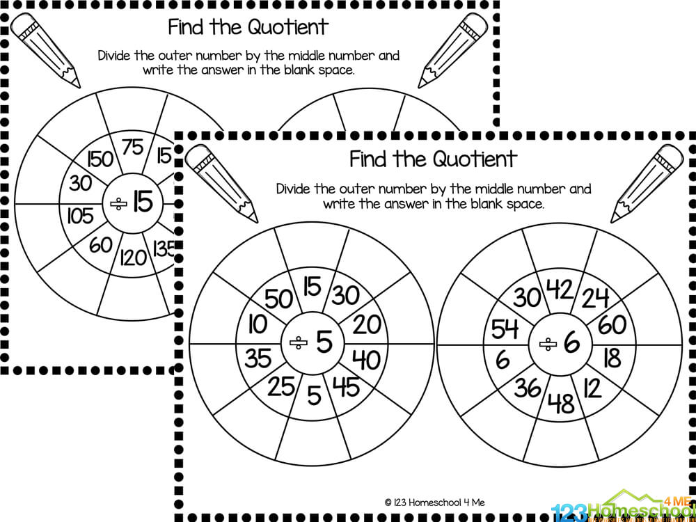 FREE Printable Division Wheels Worksheets Activity