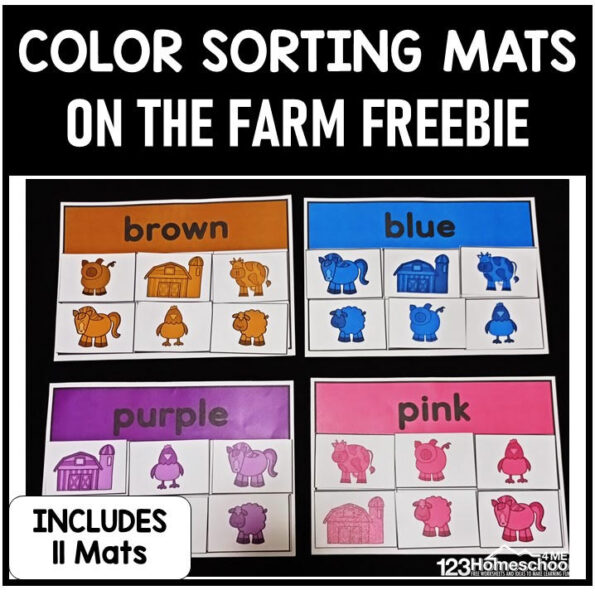 FREE Printable On the Farm Color Sorting Mats Activity for Preschool ...