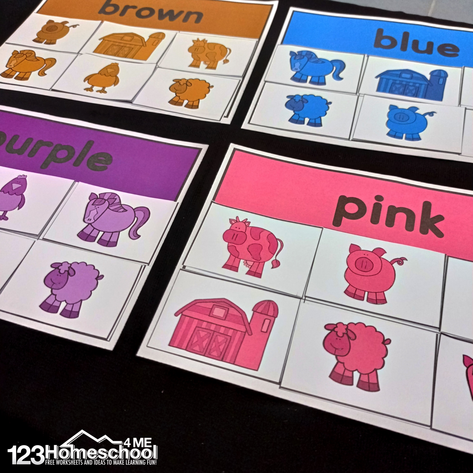 FREE Printable On the Farm Color Sorting Mats Activity for Preschool