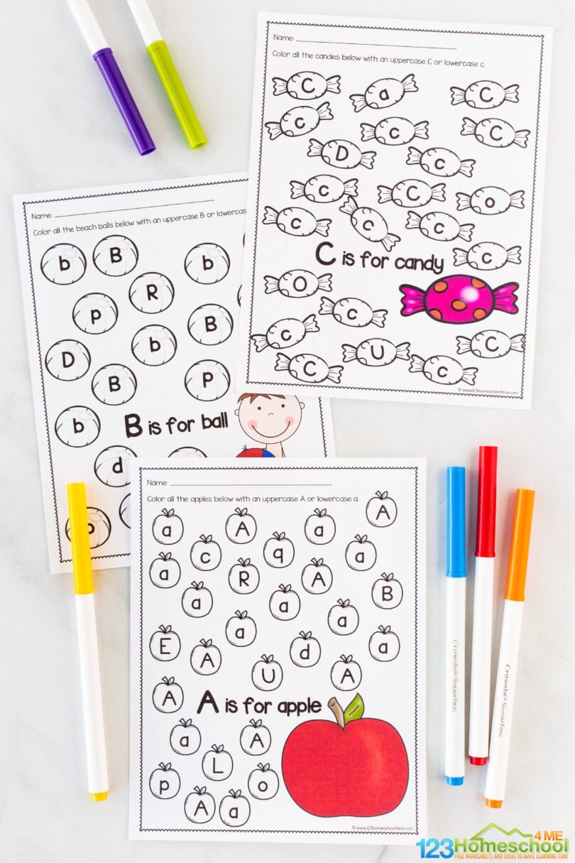 FREE Printable A-Z Letter Find Alphabet Letter Recognition Worksheets