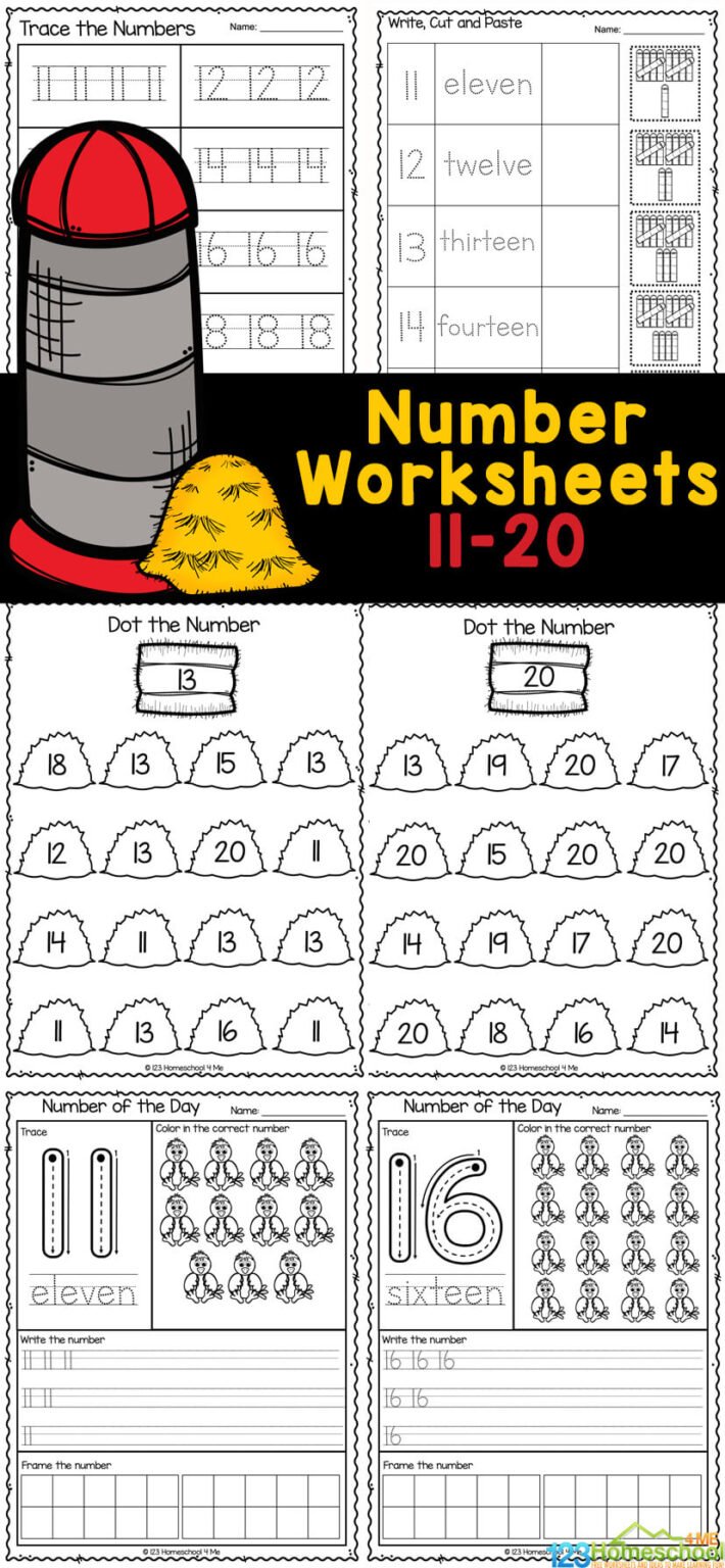 🖍️ Number Coloring Pages - Count and Color 1-20 Worksheets