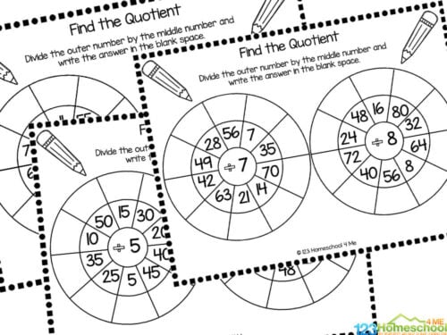 FREE Printable Division Wheels Worksheets Activity