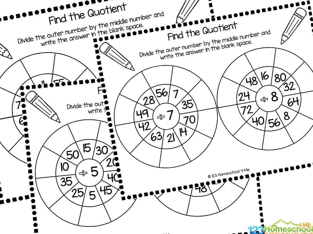 FREE Printable Division Wheels Worksheets Activity