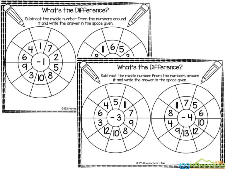 ️ FREE Printable Subtraction Wheels Worksheets Activity