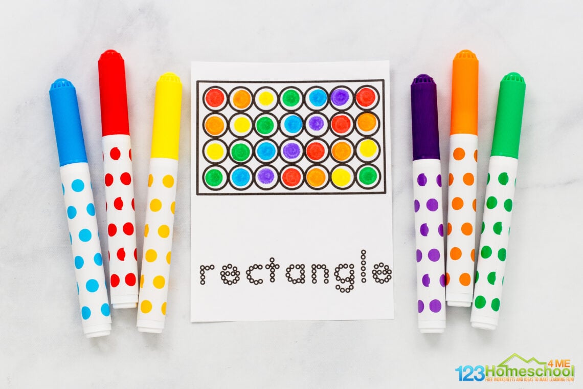 🔺🟡🟩💙 FREE Printable Shape Do-a-Dot Marker Worksheets