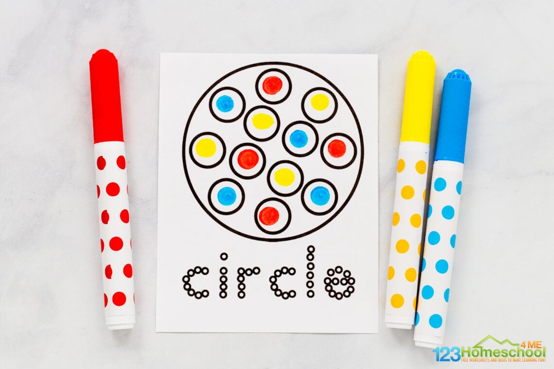 🔺🟡🟩💙 FREE Printable Shape Do-a-Dot Marker Worksheets