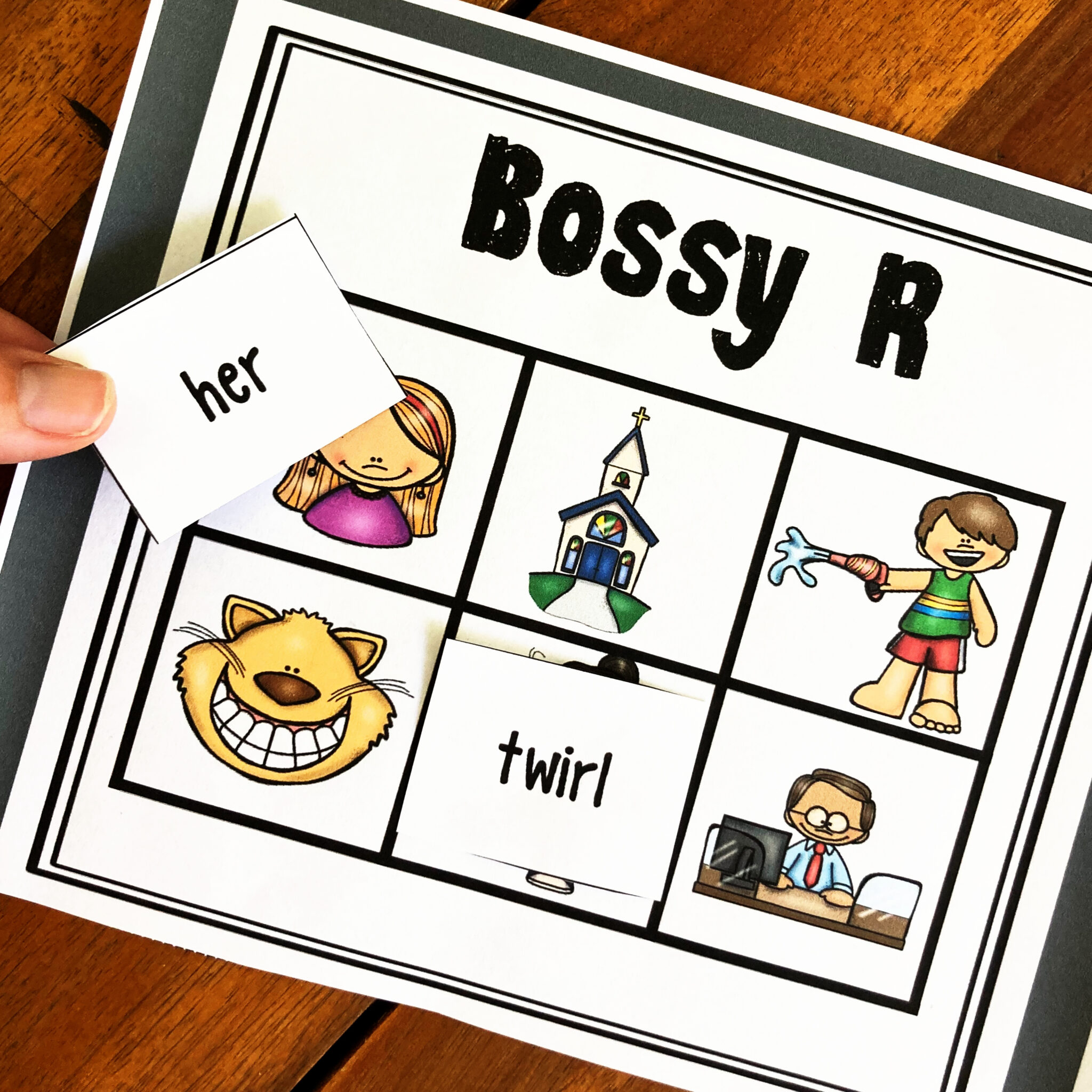 Cut and Paste Bossy r Controlled Vowel Worksheet Activity