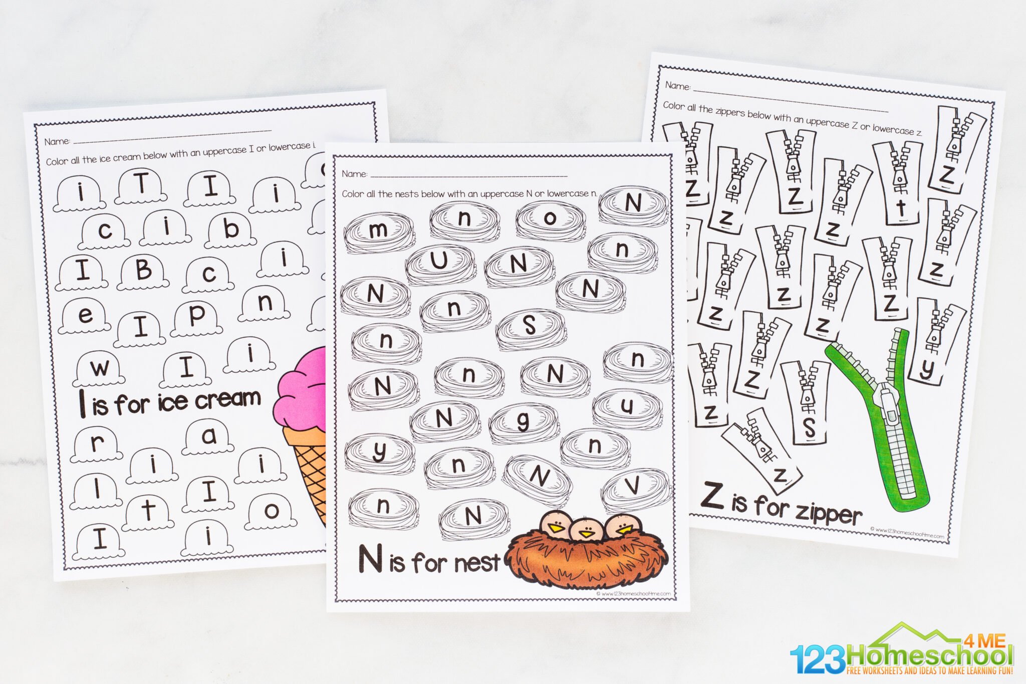 FREE Printable A-Z Letter Find Alphabet Letter Recognition Worksheets