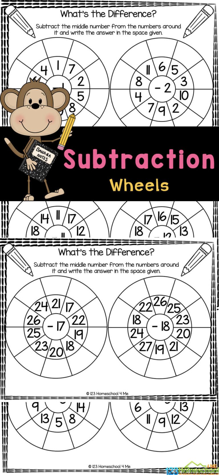 ️ FREE Printable Subtraction Mini-Book Worksheets