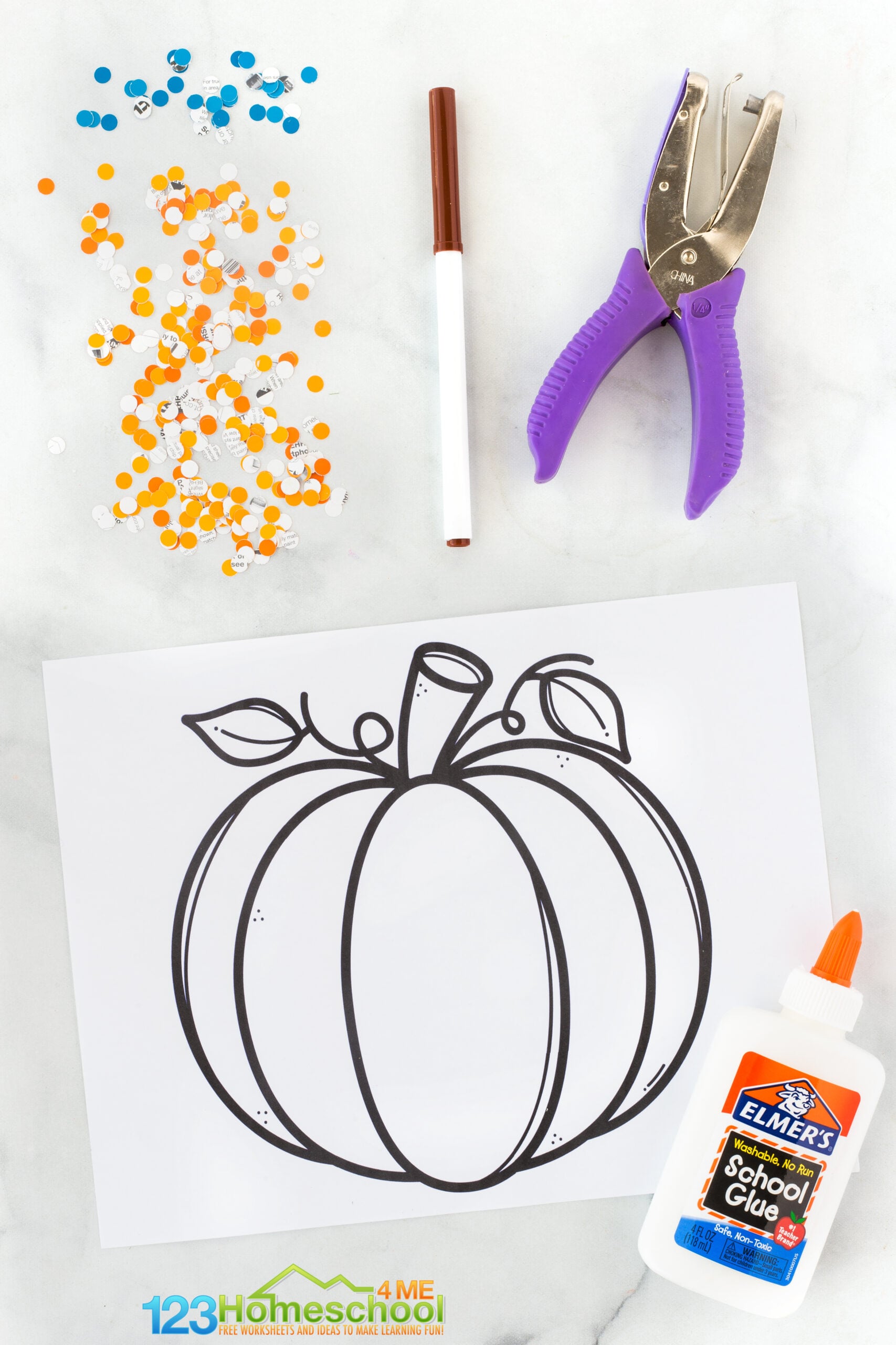 Hole Punch Pumpkin Craft for Kids