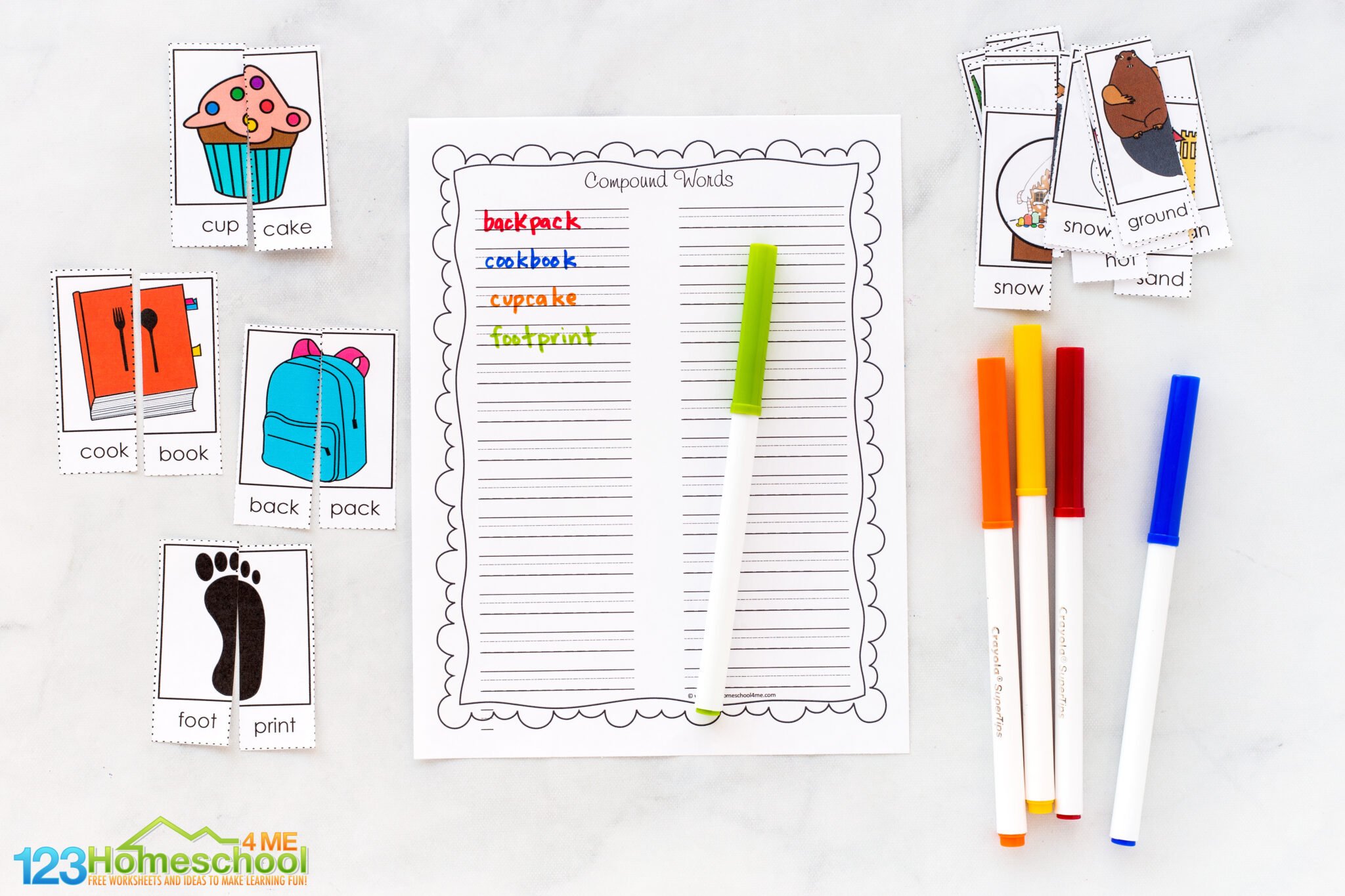 FREE Printable Compound Word Puzzles Game for Kids