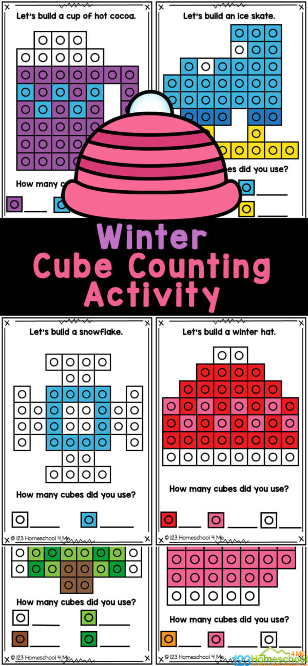⛄ FREE Winter Math Activity with Snap Cube Pattern Cards