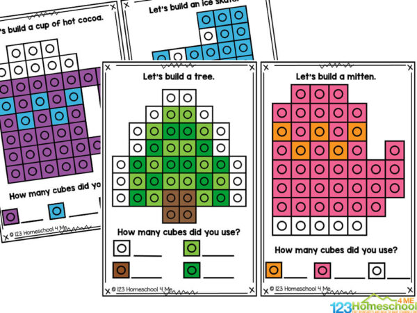 ⛄ FREE Winter Math Activity with Snap Cube Pattern Cards