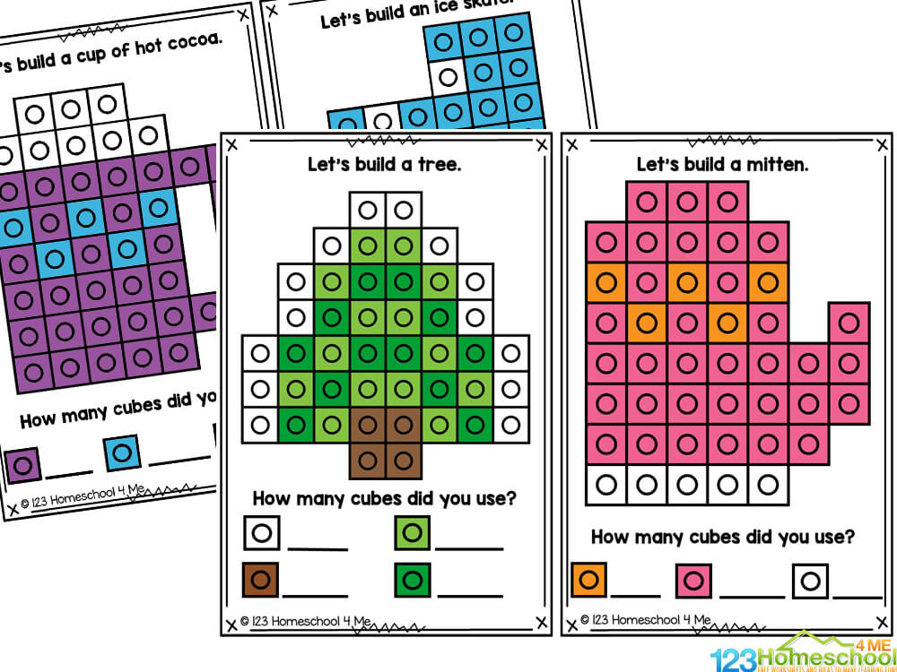⛄ FREE Winter Math Activity with Snap Cube Pattern Cards